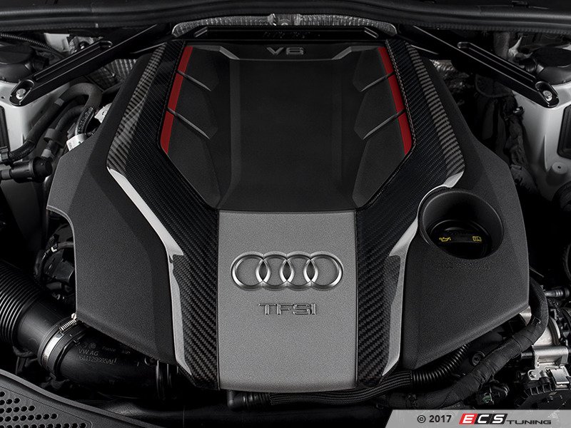 ECS - 023897ECS02 - Audi B9 Carbon Fiber Engine Cover Overlay Kit