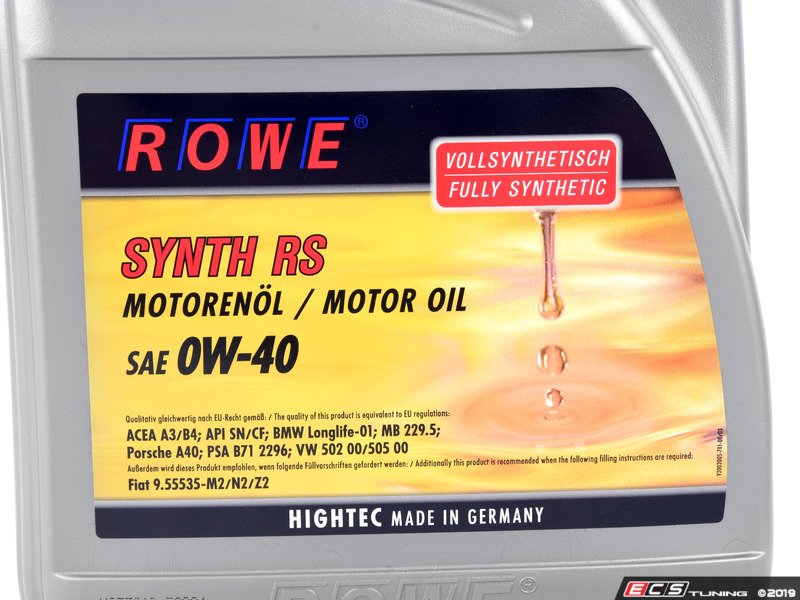 ROWE - 20020-538-03 - ROWE Hightec Synth RS Engine Oil (0W-40) - 5 Liter