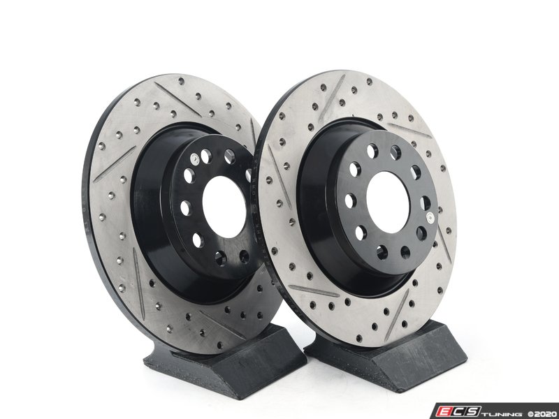 ECS - 3q0615601a-xsKT - Rear V4 Cross Drilled & Slotted Brake Rotor ...