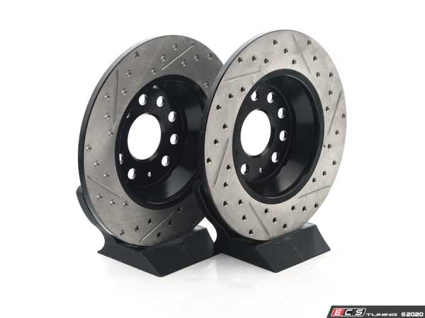 ECS - 3q0615601a-xsKT - Rear V4 Cross Drilled & Slotted Brake Rotor ...