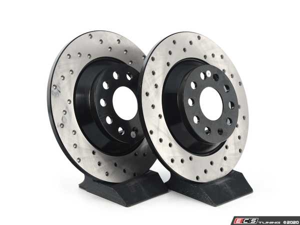 ECS - 3q0615601a-cdKT - Rear V4 Cross Drilled Brake Rotor - Pair ...