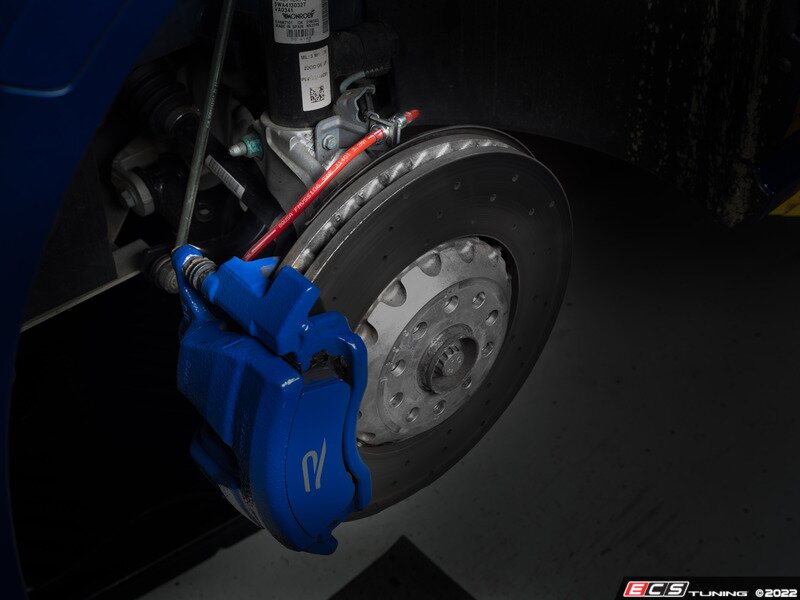 ECS - 018843LA01 - MK8 Golf R Front Brake Hose Set - Red