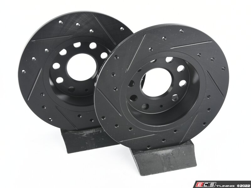 ECS - 1K0615601AA-XS - Rear V5 Drilled & Slotted Brake Rotors - Set ...