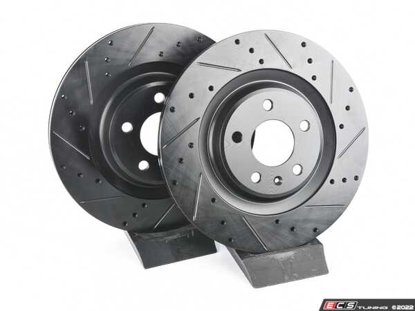 ECS - 4H0615601Q-XS - Rear V5 Drilled & Slotted Brake Rotors - Set (330x22)