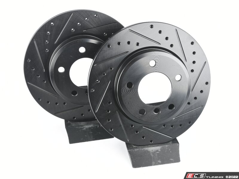 ECS - 34116864058-XS - Front V5 Drilled & Slotted Brake Rotors - Set ...