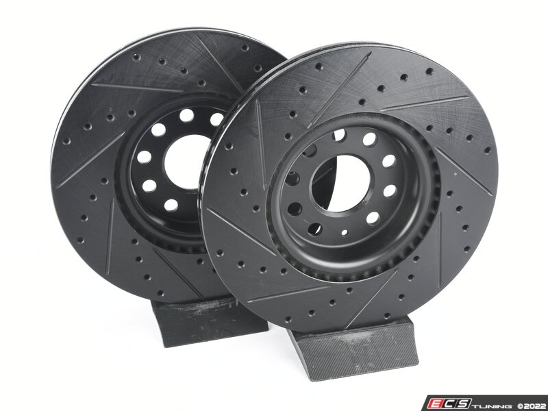 ECS - 5Q0615301F-XS - Front V5 Drilled & Slotted Brake Rotors - Set ...