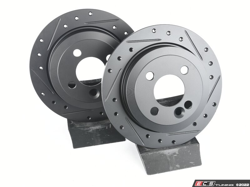 ECS - 34216774987-XS - Rear V5 Drilled & Slotted Brake Rotors - Set ...