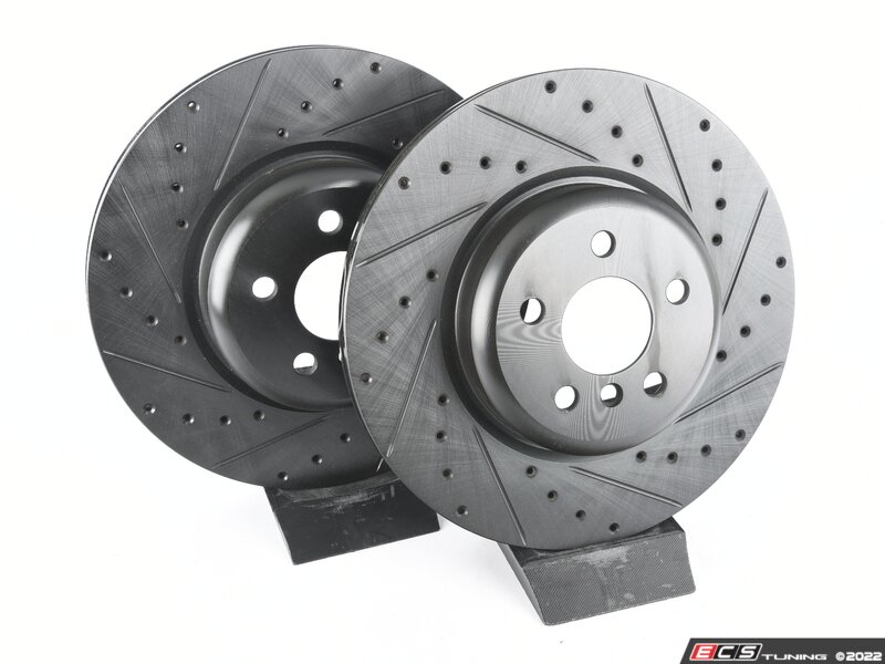 ECS - 34208853554-XS - Rear V5 Drilled & Slotted Brake Rotors - Set ...
