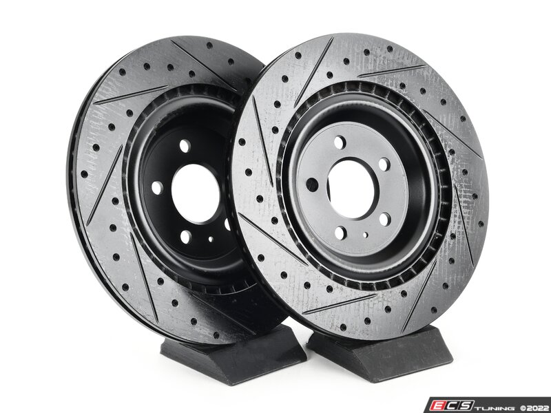 ECS - 4H0615601P-XS - Rear V5 Dimpled & Slotted Brake Rotors - Set (356x22)