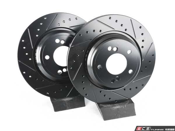 ECS - 34212229379-XS - Rear V5 Drilled & Slotted Brake Rotors - Set ...