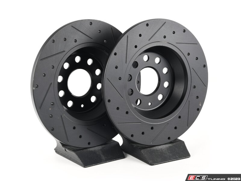 ECS - 3Q0615601A-XS - Rear V5 Drilled & Slotted Brake Rotors - Set (300x12)