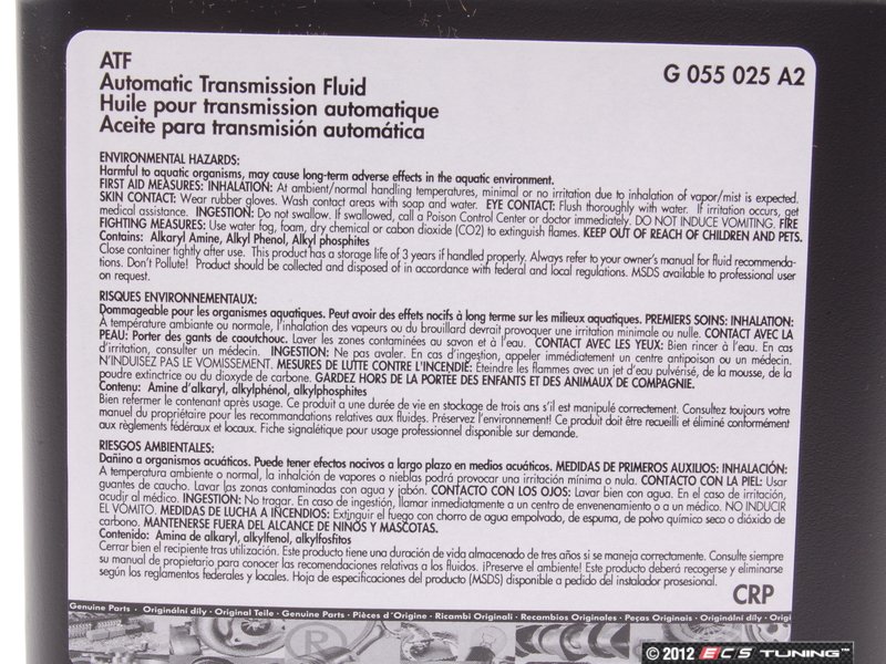 Genuine Volkswagen Audi - G055025A2 - Automatic Transmission Fluid - 1 ...