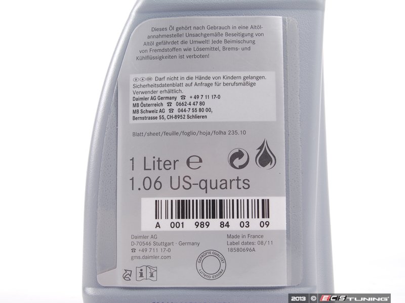 Genuine Mercedes Benz - 001989840309 - Manual Transmission Fluid ...