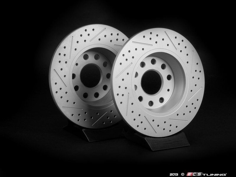 ECS - 1K0615601ADKT4 - Rear Cross Drilled & Slotted Brake Rotors - Pair ...