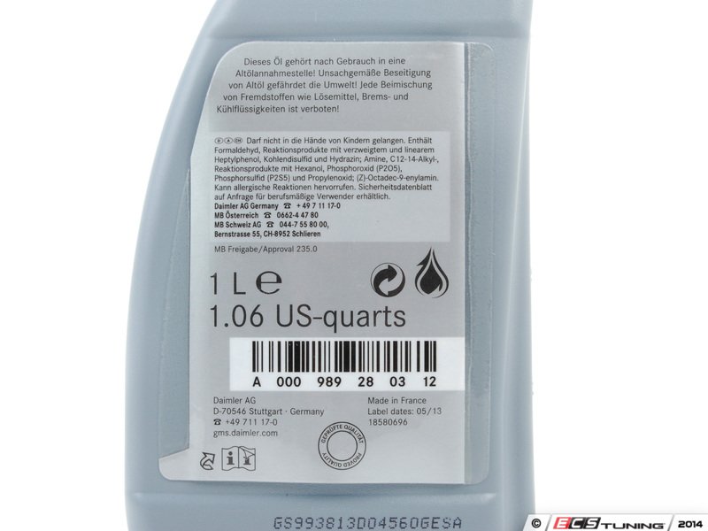 Genuine Mercedes Benz - 0009892803BGA6 - GEAR OIL - (NO LONGER AVAILABLE)