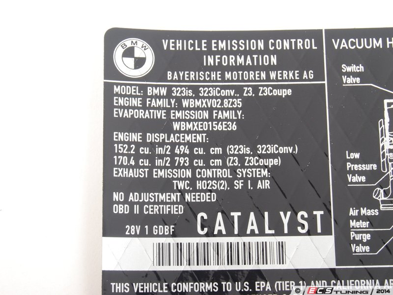 Genuine BMW - 71211437394 - Exhaust Emissions Label (71-21-1-437-394)