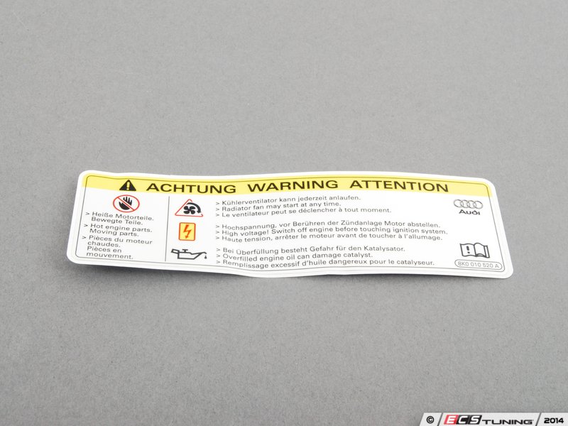 Genuine Volkswagen Audi - 8K0010520A - Radiator fan warning sticker ...