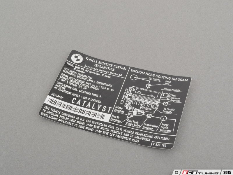 Genuine BMW - 71227833194 - Emissions Sticker (71-22-7-833-194)