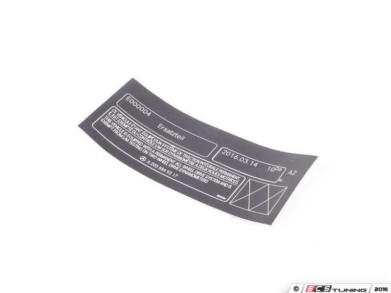 Genuine Mercedes Benz - 2035849217 - PLATE