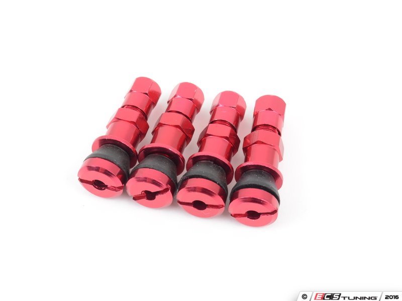 Sickspeed - 4PCVSW/CAPRED - Aluminum Valve Stems With Hex Caps - Red